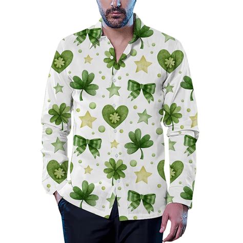 Yihwei Male St Patrickss Day Long Sleeve Shirt Autumn Casual 3d
