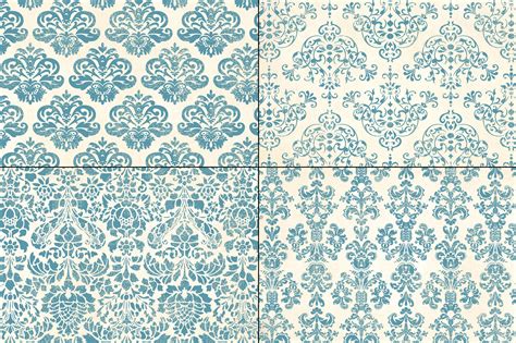 Seamless Blue Damask Patterns Damask Pattern Damask Background Patterns