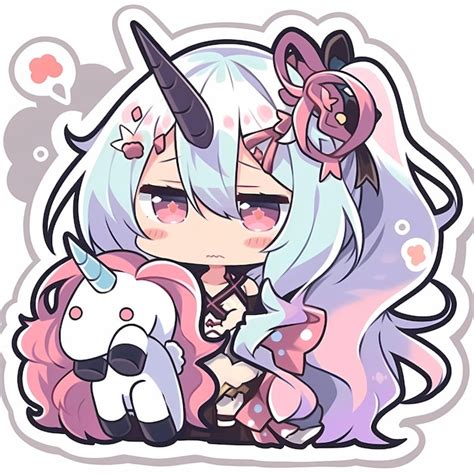 Premium Ai Image Adorable Kawaii Illustrated Chibi Anime Unicorn Girl