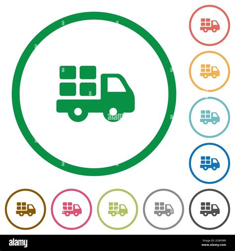 Set Of Transport Color Round Outlined Flat Icons On White Background Stock Vector Image And Art