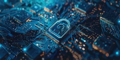 Futuristic Cybersecurity With Digital Lock On Circuit Board Encryption