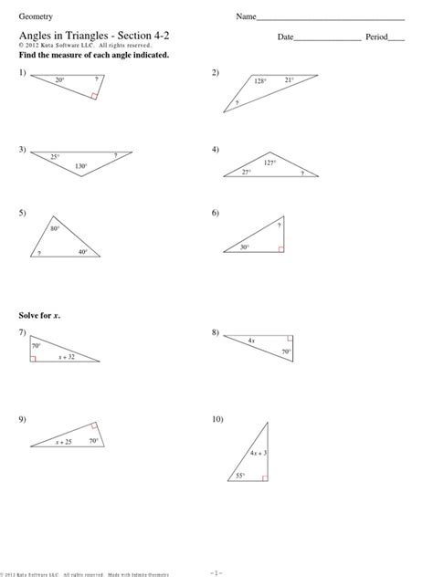 geo worksheet angles in triangles section 4 2 pdf triangle