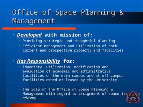Ppt Office Of Space Planning And Management Developed With Mission Of