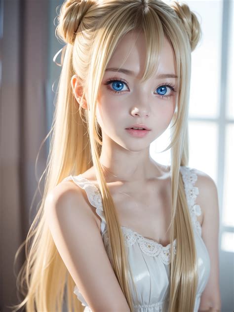 A Close Up Of A Woman With Long Blonde Hair And Blue Eyes Seaart Ai