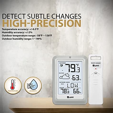 Indoor Outdoor Thermometer Hygrometer Wireless Weather Stations Temperature Humidity Monitor