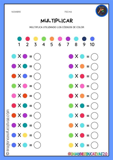 Fichas De Operaciones BÁsicas Con CÓdigos De Color Imagenes Educativas 教材 数学 九九