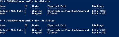 iis operations by using powershell