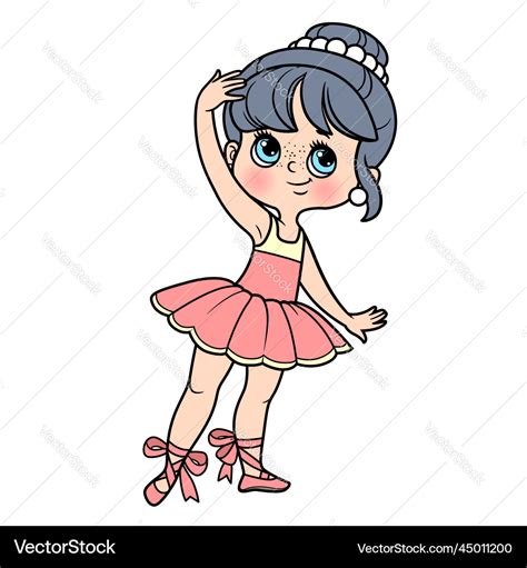 Cute Cartoon Ballerina Girl Color Variation Vector Image