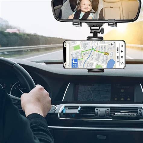 Universal 360° Car Rear View Mirror Mount Stand Holder Cradle For Cell
