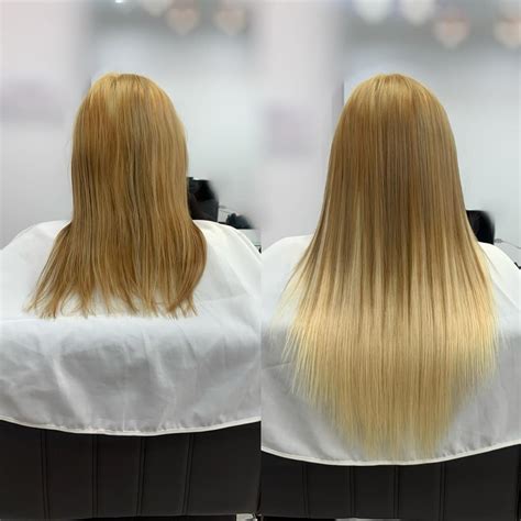 티티붙임머리 하남점 기존 블랙에서 탈색후 특수컬러 16인치 붙임머리시술사진 입니다 😋 참고로