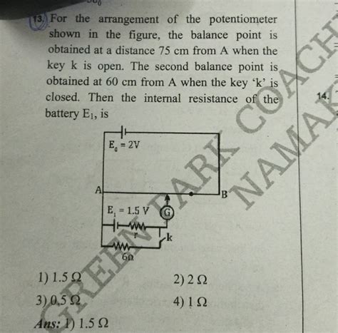 3 For The Arrangement Of The Potentiometer Shown In The Figure The Ba