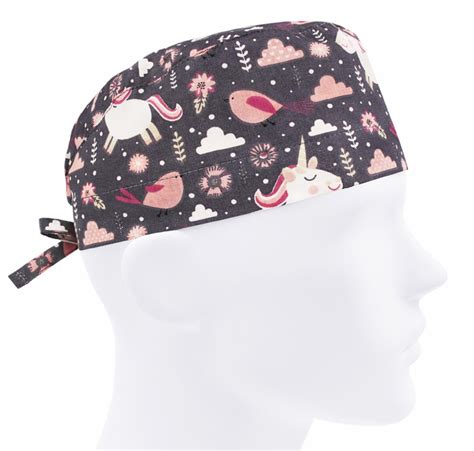 Медицинская шапочка мужская FloralScrubs универсальная принт Единорожки ...