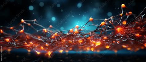 Ilustración De Stock Abstract Neural Network Expanding Front View Growth Of Artificial