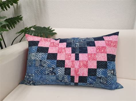 Patchwork Pillow In Bargello Quilt Style Overlock Stitched Of Course