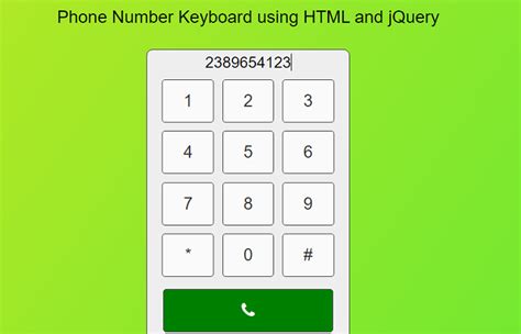 Phone Number Keyboard Using HTML And JQuery Tpoint Tech