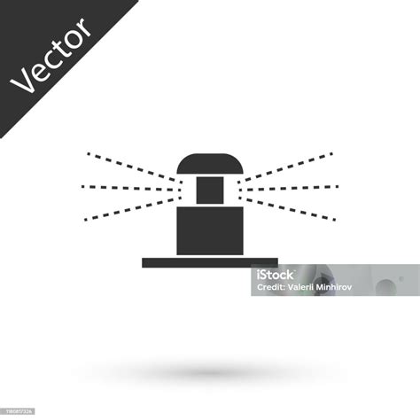 회색 자동 관개 스프링클러 아이콘 흰색 배경에 격리 급수 장비 정원 요소입니다 스프레이 건 아이콘 벡터 일러스트레이션 관개