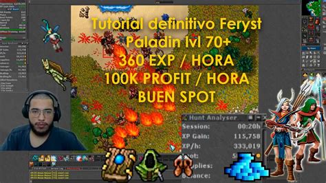 TIBIA HUNT PALADIN RP LVL 70 PROFIT EXP FEYRIST YouTube