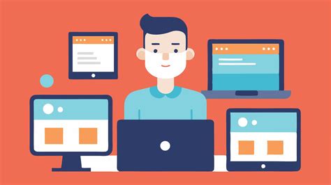 Responsive Design An Illustration Of A Web Developer Testing A Website On Multiple Devices