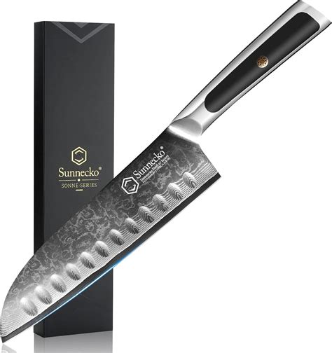 Sunnecko Santoku Knife Inch Damascus Chef Knife VG Steel Blade Japanese Knife Sharp