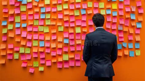 Businessman Reading Notes On Sticky Notes On Orange Wall Stock Image Image Of Notes Analysis Businessman Reading Notes On Sticky Notes On Orange Wall Stock Image Image Of Notes Analysis