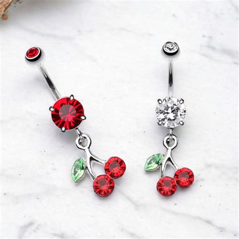 Cherry Belly Ring Etsy