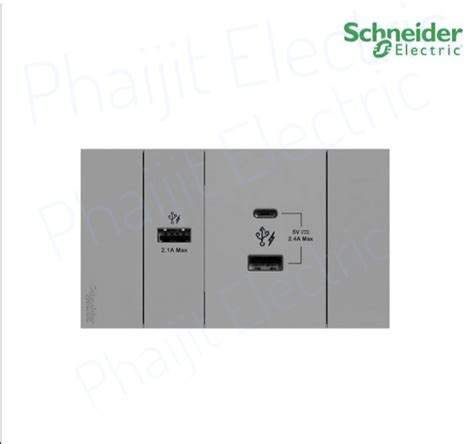 Schneider ชดเตารบ USB Type C Type A และเตารบ USB Type A 1ชอง พรอมฝาครอบ รน Avatar ชไร