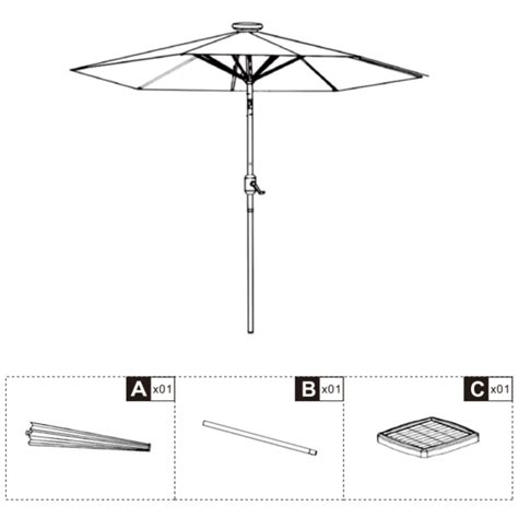 Outsunny 88 Ft Solar Powered Outdoor Patio Umbrella Assembly