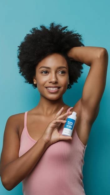 Young Black Woman Holding Armpit Antiperspirant In Her Hand To Prevent