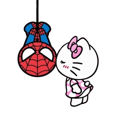 Hello Kitty And Spider Man Hanging From A Ceiling Fan With The Same