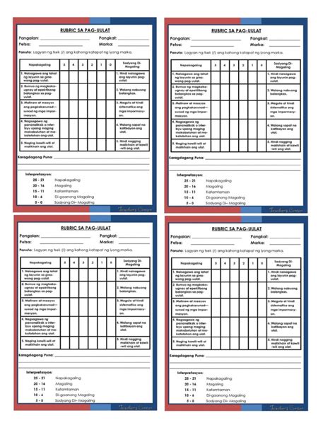 Rubrics Sa Pag Uulat Pdf