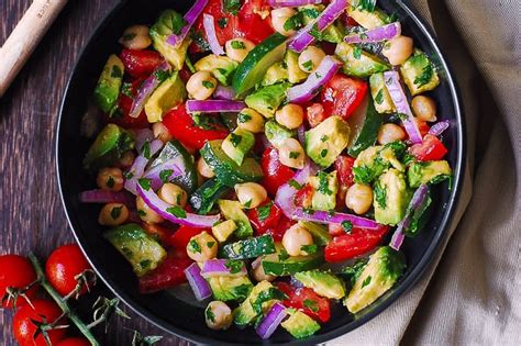 Healthy Chickpea Salad With Avocado Tomato Cucumber Julias Album