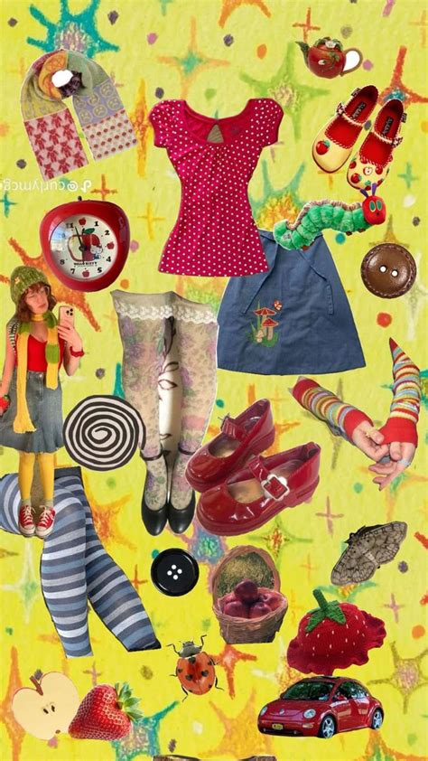 Whimsy Twee 🍓🍎🪱🐞🐌🐝🐛 In 2025 Funky Outfits Whimsical Fashion Silly