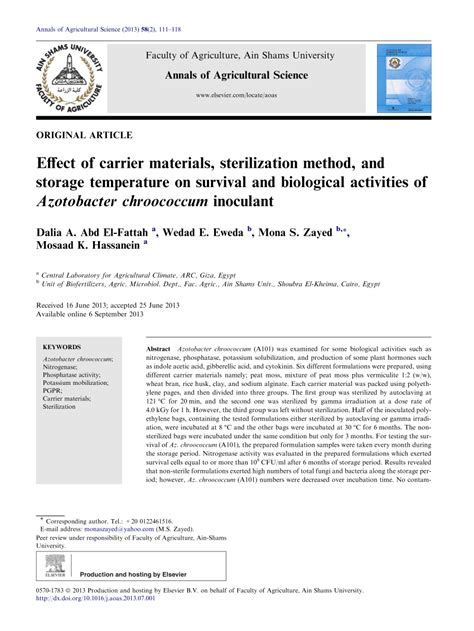 Pdf Effect Of Carrier Materials Sterilization Method And Storage Temperature On Survival And