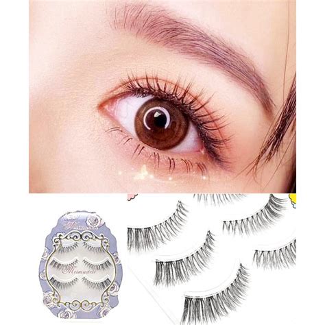 假睫毛 睫毛 三對裝 日系手勒毛自然眼睫毛 透明梗3d透明梗細毛裸妝濃密纖長睫毛 A 017 附發票 台灣出貨 蝦皮購物