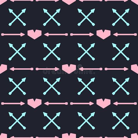Cute Seamless Pattern With Hearts And Arrows Bright Romantic Print