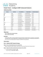 Packet Tracer Configure OSPF Advanced Features Docx Packet Tracer Configure OSPF