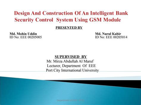 Gsm Based Bank Security Control Ppt