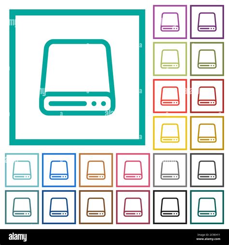 Hard Disk Drive Flat Color Icons With Quadrant Frames On White Background Stock Vector Image