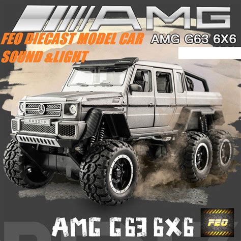 Feo 奔馳 Amg G63 6x6 皮卡壓鑄汽車模型壓鑄模型玩具車合金越野大輪聲光 132 比例 蝦皮購物