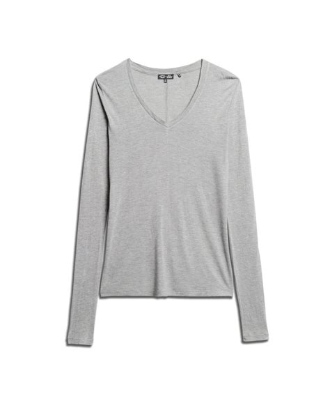 Superdry Langärmeliges Jersey Oberteil Mit V Ausschnitt Damen Damen