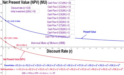 Graphic Of Net Present Value And Present Value Vs Discount Rate
