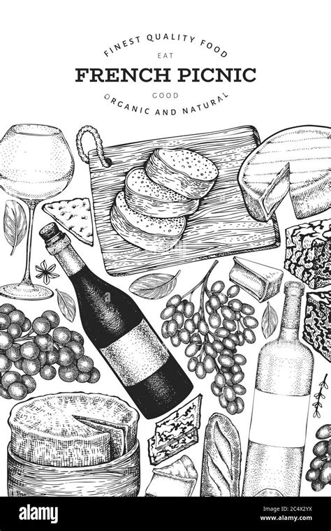 Plantilla De Diseño De Ilustración De Comida Francesa Ilustraciones De