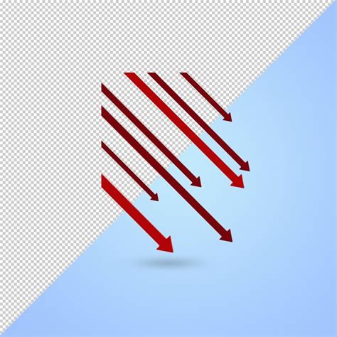 Premium Psd 3d Render Red Downward Arrow Sign Concept Illustration Of