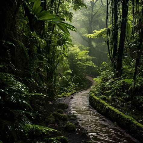Premium Ai Image Amazon Rain Forest Deep Jungle Raining