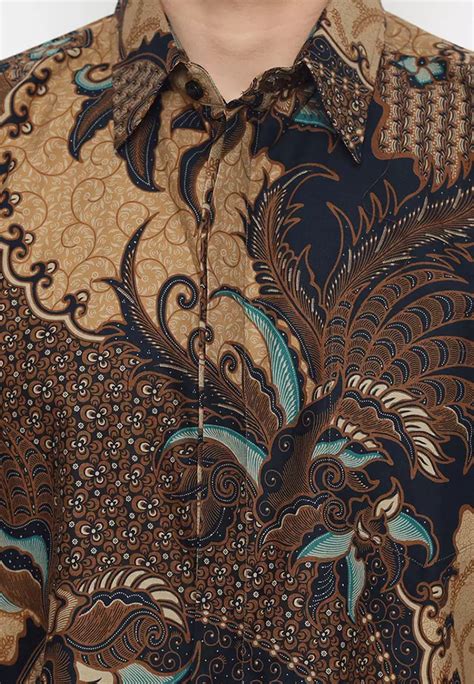 Jual Enzy Batik Kemeja Batik Pria Slimfit Adiwijaya Navy Original