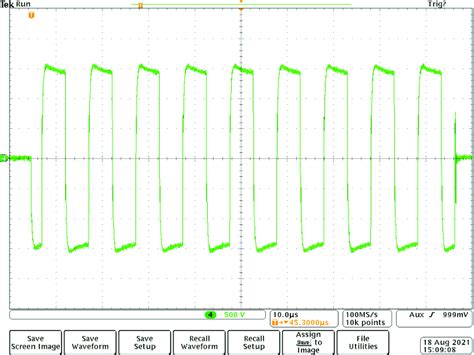 Real output voltage R 100 Ω 500 V div and 10 µs div Download Scientific Diagram