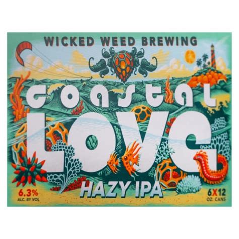Wicked Weed Brewing Coastal Love Hazy Ipa Beeroz 6 Can 12 Fl Oz