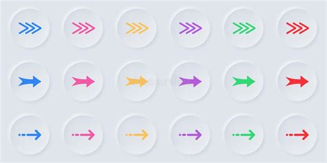 Colorful Arrow Digital Icon Set In Neumorphism Style Direction