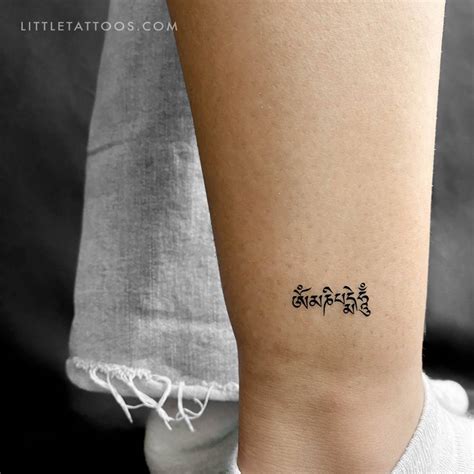 Tibetan Om Mani Padme Hum Temporary Lettering Tattoo