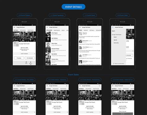 Ux Wireframes For Events Mobile App Behance Ux Wireframes For Events Mobile App Behance